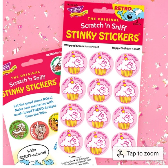 Office | Happy Birthday Cupcake Retro Scratch N Sniff Stinky Stickers ...